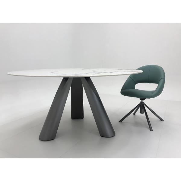 Quality Round Marble Dining Table With Stainless Steel Legs 8 Seater Marble Dining Table And Chairs for sale