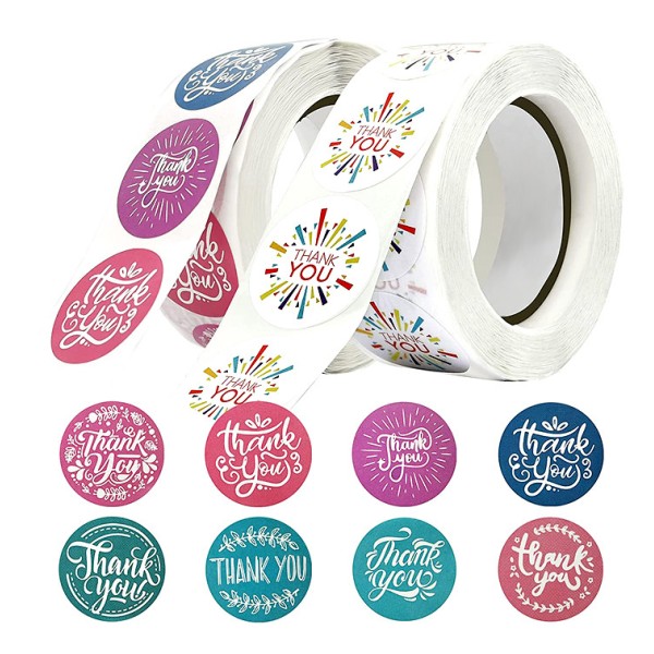 Quality Self Adhesive Custom Shape Waterproof Packaging Thank you Sticker Labels for sale