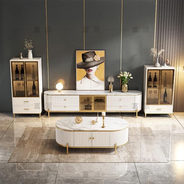 Quality Marble TV Cabinet Combination Cabrini Slate Coffee Table for sale