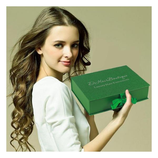 Quality Ribbon Closure Hair Extension Packaging Box Magnetic Closure Gift Box Versatile for sale