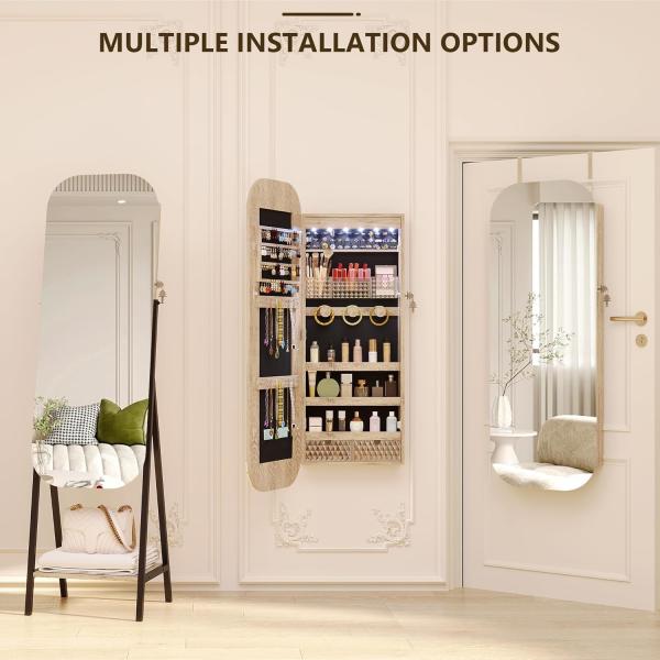 Quality Rectangle Jewelry Armoire Mirror Lockable Full Length Mirror With Storage for sale