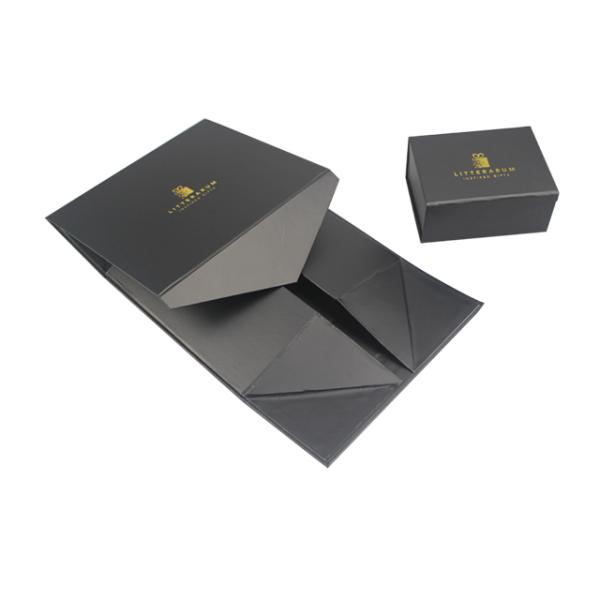 Quality Luxury Matte Black Magnetic Folding Hot Foil Logo Apparel Custom Clothing Boxes for sale