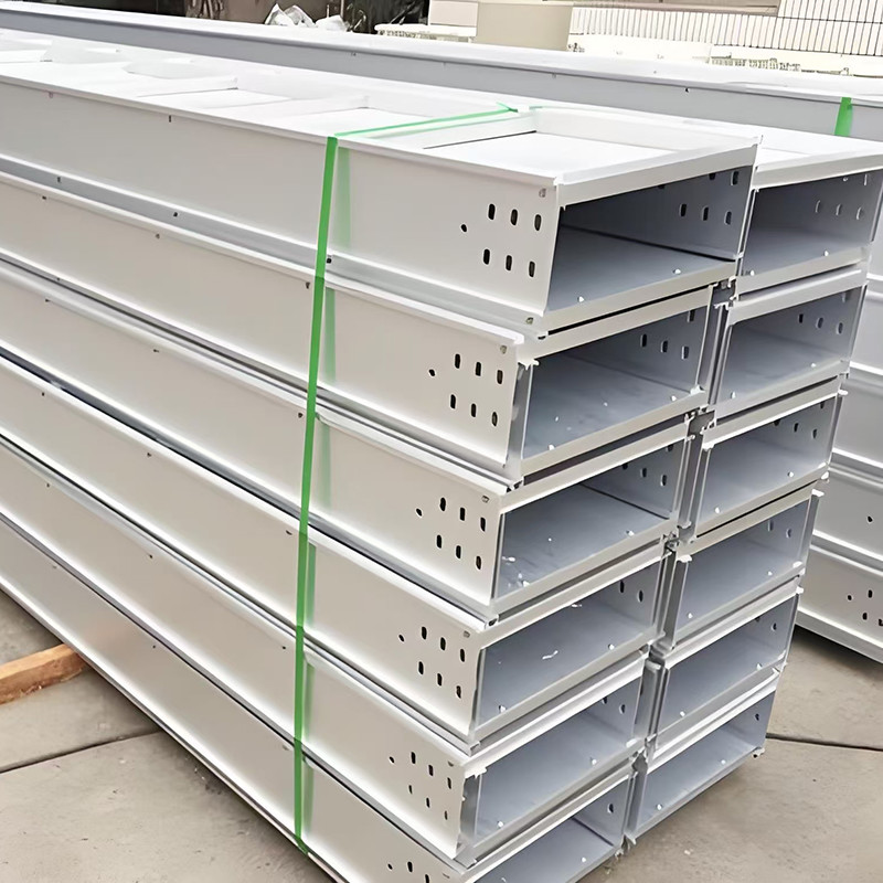 Fully enclosed cable tray showing installation and slot design