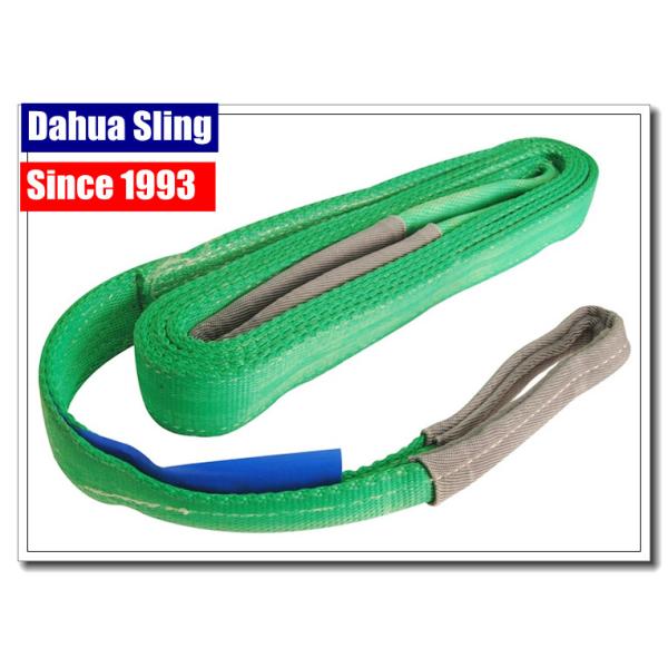 Quality 2000kg Working Load Polyester Endless Round Slings , Cargo Lifting Straps Green for sale