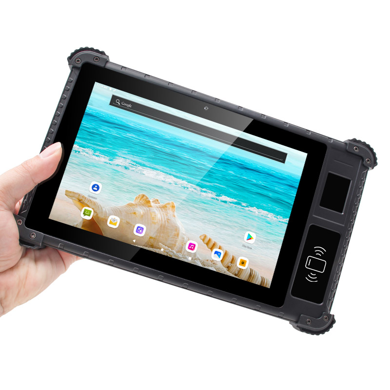 Side view showing ports and buttons of rugged tablet