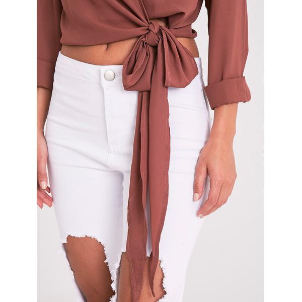 Quality Latest Fashion Ladies Wrap Blouse With Tie for sale
