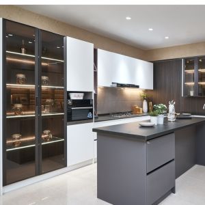 Quality Artificial Stone Modular Modern Lacquer Kitchen Cabinets for sale