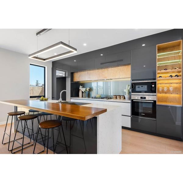 Quality Customized Modern Style Smart Wood Modular Kitchen Cabinet Quartz Stone for sale