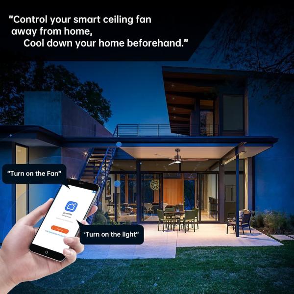 Quality 65 Contemporary Ceiling Fan Light with Voice Control and Dimmable LED Light for sale