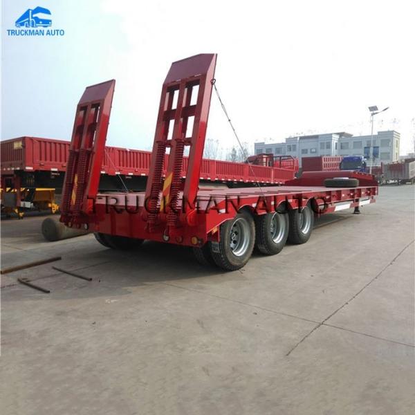 Quality Flexible Lowbed Trailer Truck , 3 Axle Low Bed Trailer 70 Tons Loading for sale