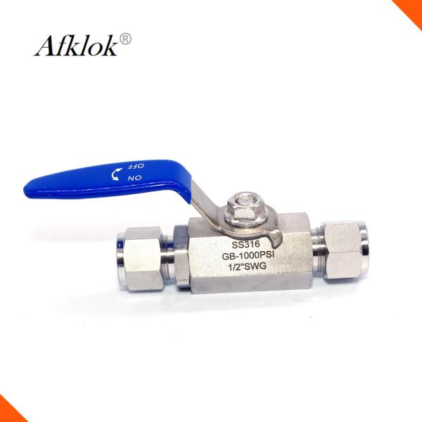 Quality One Piece Two Way Ferrule Ball Valve Stainless Steel 1000Psi for sale