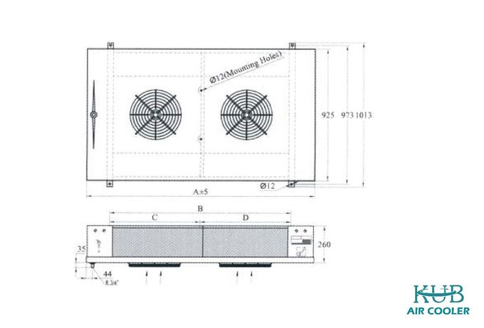 4HP  one fan air cooler ceiling Cool Room Evaporator Dual Discharge Unit Coolers Industrial Standard Universal