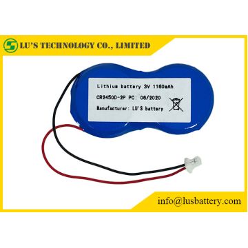 Quality CR2450-2P Button Lithium Coin Cell 1200mah 3.0v With Wires JST Connector for sale
