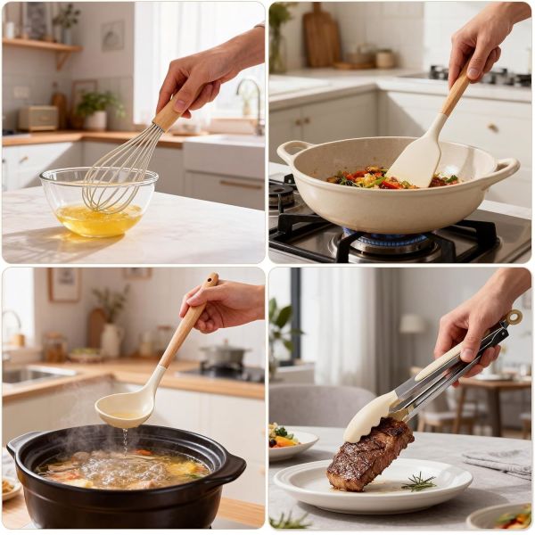 Quality Silicone Cooking Utensil Set Non-Stick Heat Resistant Kitchen Tools for sale