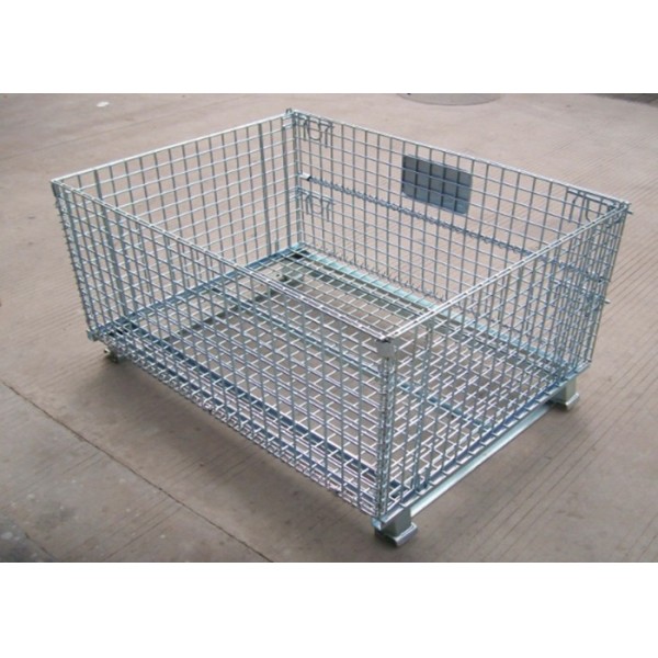 Quality Stackable Industrial Wire Mesh Containers Powder Coated ISO9001 Approved for sale