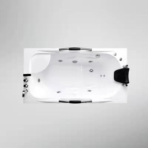 Quality Rectangular Acrylic Whirlpool Massage Bathtub with Handles and Headrest from for sale