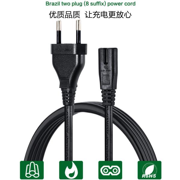 Quality OEM Black Brazil Power Cord AC UC 2 Pin Laptop Power Cord for sale
