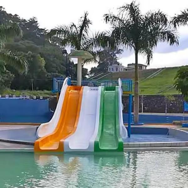 Quality Family Friendly  Straight Rainbow Kids Water Slide Colourful Fiberglass for sale