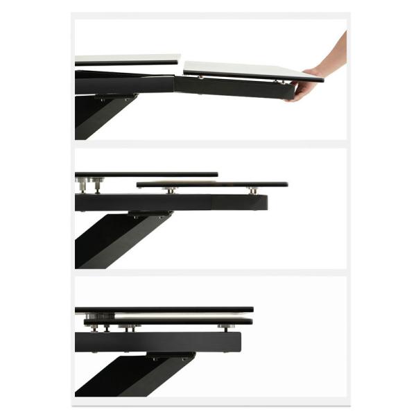Quality Rectangular Black Ceramic Extending Dining Table , Marble Metal Base Dining for sale