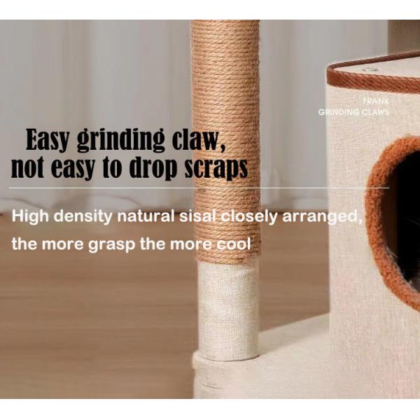 Quality Fully Wrapped Wooden Cat Tower with Replaceable Dangling Balls and Scratching for sale