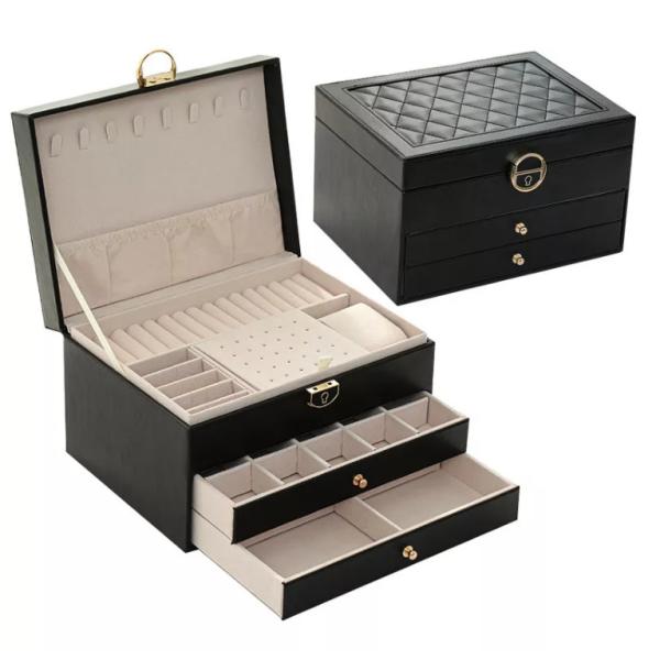 Quality Greaseproof Leather Jewelry Packaging Box Varnishing Recyclable for sale
