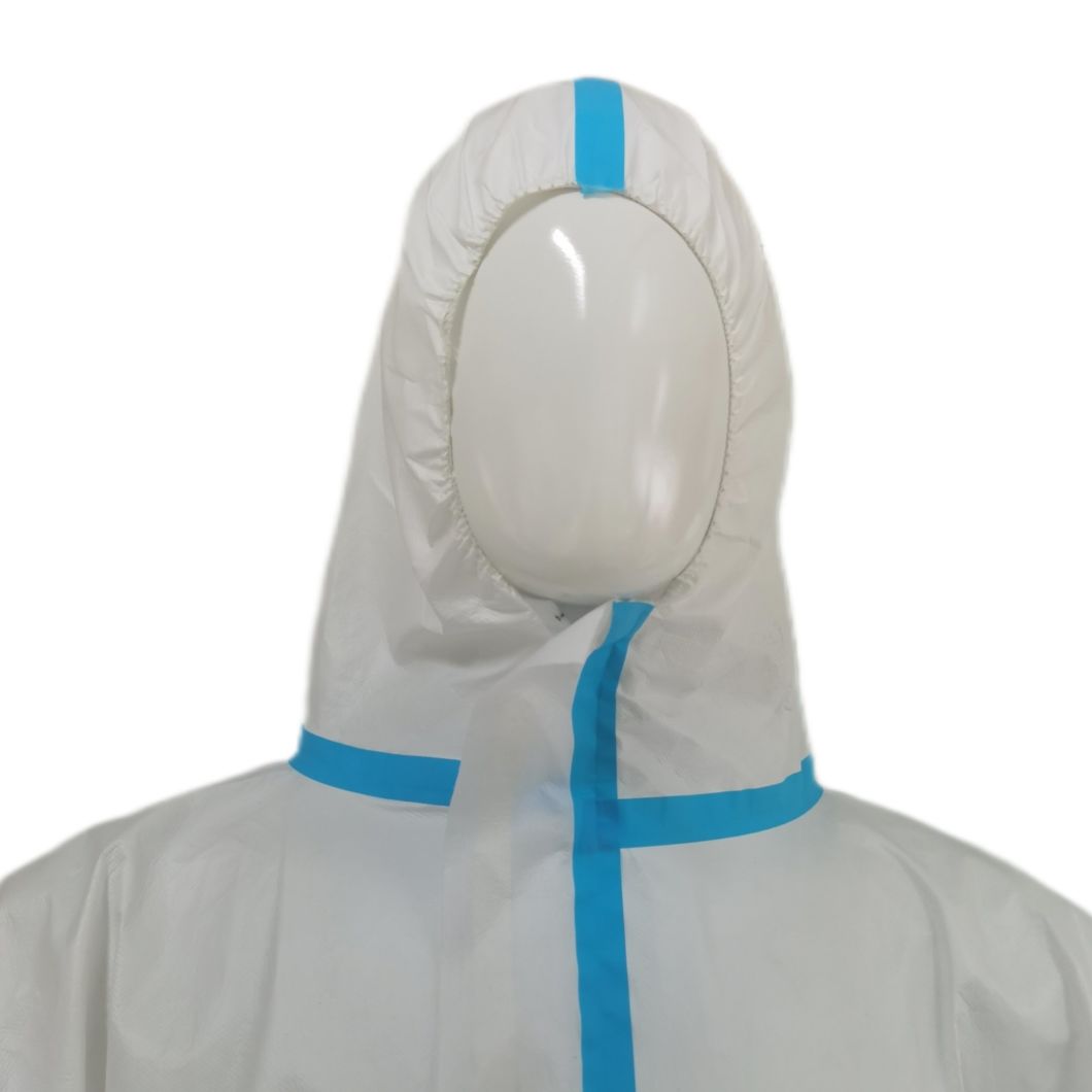 CE Type 4/5/6 Disposable Microporous White Protective Hooded Coverall
