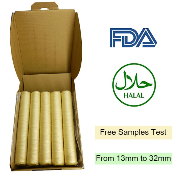 Quality FDA and HALAL Certified Collagen Casings with 15meter/strand Length and Superior Smoke Permeability for Smoked Sausages for sale