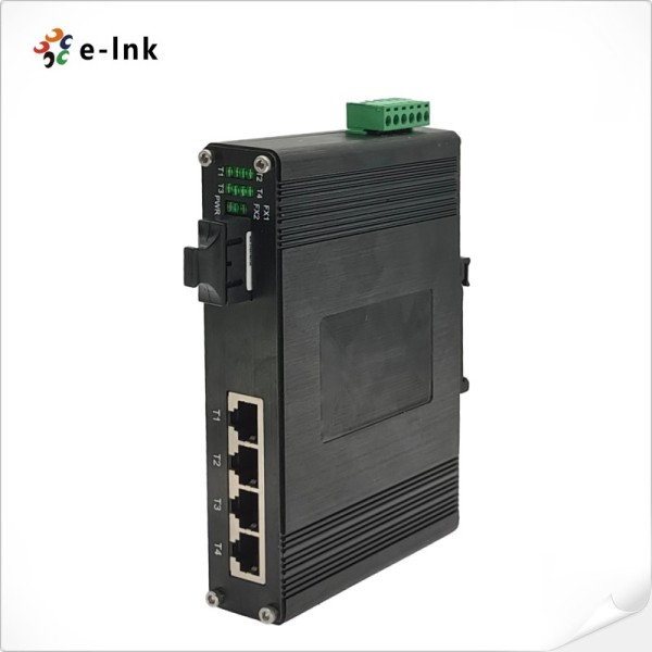 Quality Industrial 4-Port Gigabit Ethernet + 1-Port Fiber Switch -40~80°C DIN-Rail for sale