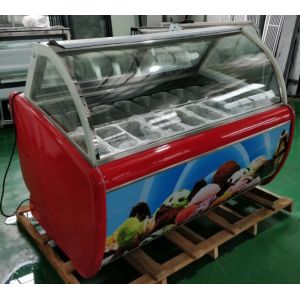 Quality Commercial Hard ice cream showcase italian gelato glass display case fruit Ice for sale