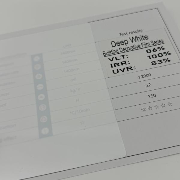 Quality Deep White Window Film 99.9% UVR 2 Mil Thickness for sale