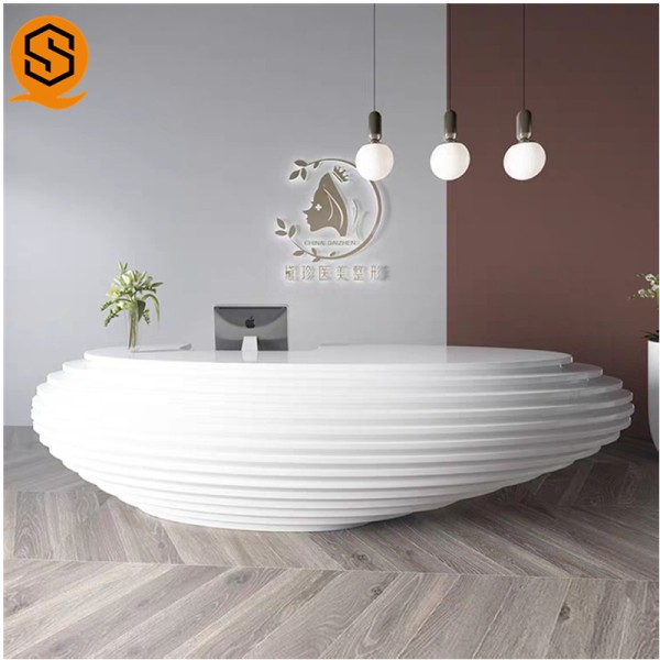 Quality No bubbles Curved Oval Reception Desk Airport Reception Area Desk for sale