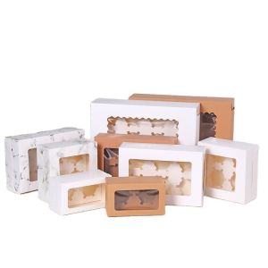 Quality 4x4 Kraft Paper Single Mini Pastry Cake Box For Wedding Christmas Baking for sale
