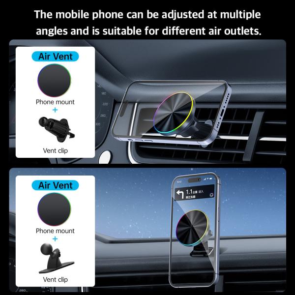 Quality Powerful Magsafe Charger For Car RGB Lighting Display Compact Lightweight for sale