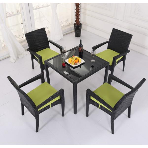 Quality Black Wicker Patio Dining Table Garden Restaurant Dinning Table Set for sale