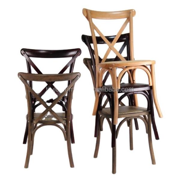 Quality Modern Style D50*W42*H89CM Stackable Solid Wood X Cross Back Chair with Rattan Cushion for Outdoor Wedding Reception for sale