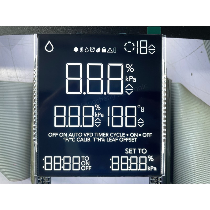 Custom white backlight digital thermostat LCD display with VA seven segment panel