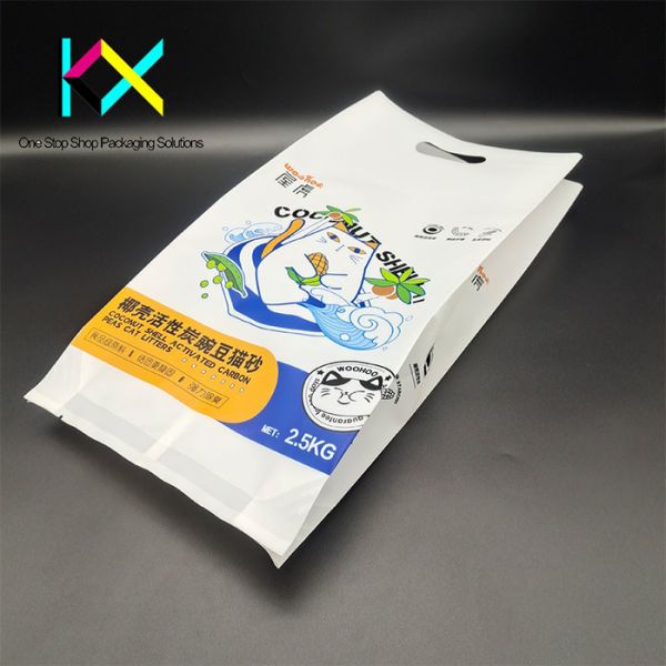 Quality OEM Plastic Pouch Bags 2.5kg Handle Side Gusset Cat Food Packaging Bags for sale