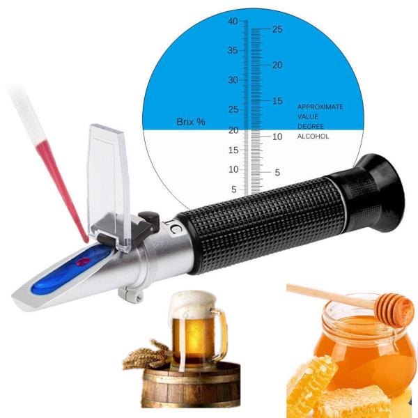 Quality 0-40% Brix Alcohol 0-25% Wine Sugar Refractometer OEM/ODM Dual Scale Portable With ATC for sale