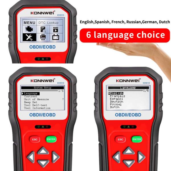 Quality Handheld free upgrade 2.8 inches black and white screen car battery tester KW818 for sale
