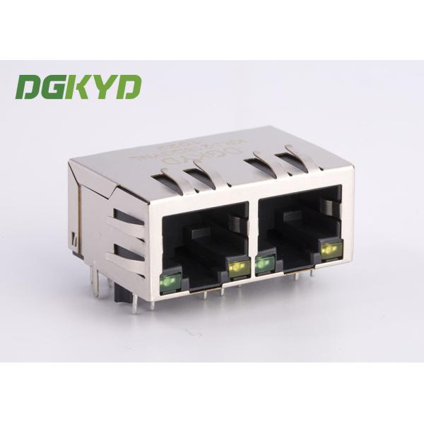 Quality Right Angle 1 X 2 Port RJ45 Modular Jack With Internal Isolation Transformer for sale
