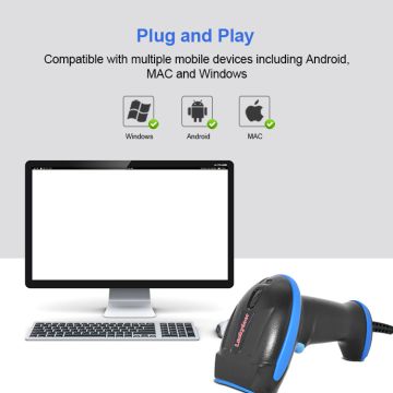 Quality Wired Handheld Bar Code Scanner Adjustable Stand Automatic 1D Support Windows for sale