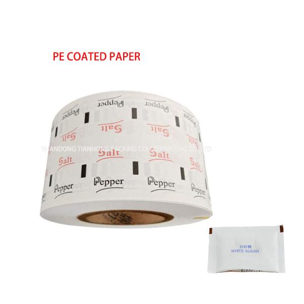 Quality Custom Printing PE Coated Paper Roll Film for Sugar Pepper Salt Stick Sachet Material for sale