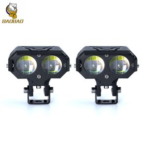 Quality White Yellow 2 LED Aluminum Projector Light for Night Driving Motorcycle for sale