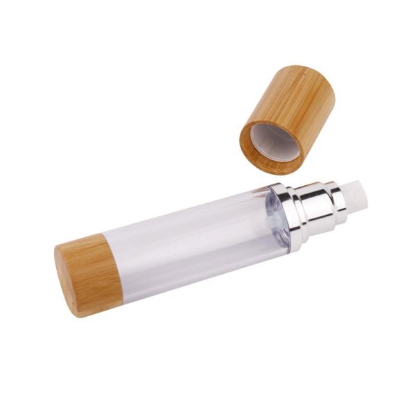 Quality Plastic Dispenser Lotion Cosmetic Airless Bottle With Bamboo Pump for sale