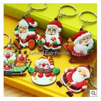 Quality Soft Rubber Christmas Personalised Keyring Customized Silicon Santa Clause for sale