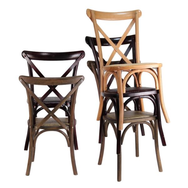 Quality Nature Color Modern Solid Wood X Cross Back Banquet Chair with Rattan Cushion for Wedding and Restaurant for sale