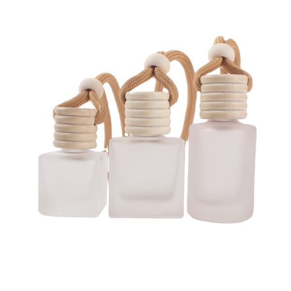 Quality 8ml 10ml 12ml Frosted Car Diffuser Perfume Bottle Round / Square With String for sale