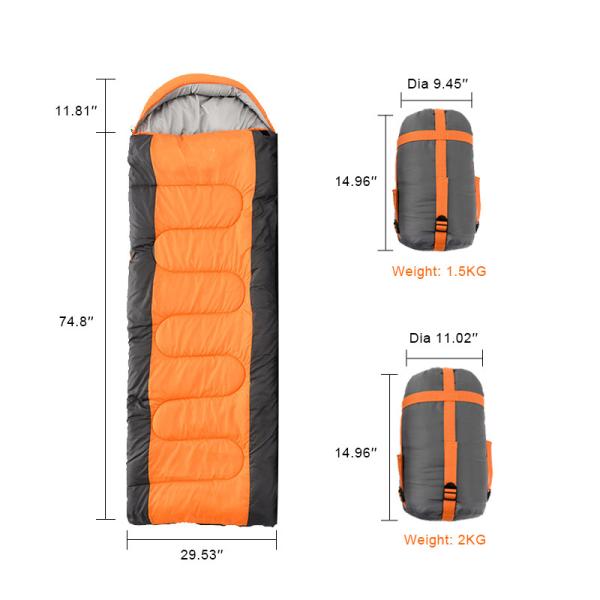 Quality 1 Person Camping Sleeping Bags Orange Rectangular Backpacking Sleeping Bag for sale