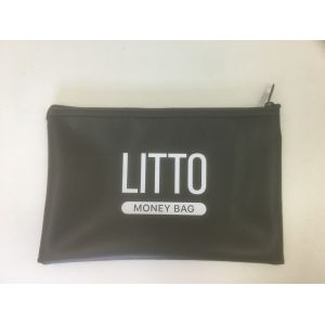 Quality Black PVC Pu Leather Zipper Bank Bags Recyclable For Coins Money for sale