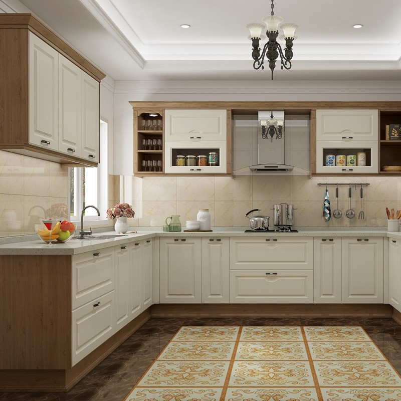 Contemporary white kitchen pantry cabinet with clean lines